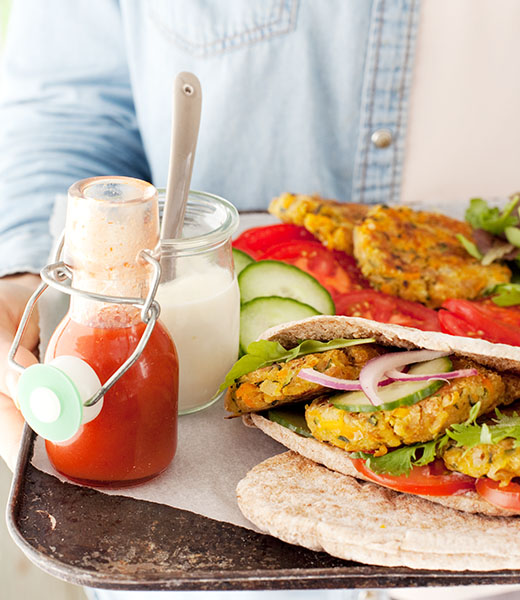 Irish Heart Veggie Chickpea Patties in Toasted Pitta Pockets - Irish Heart