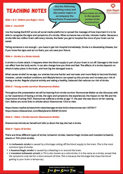 Irish Heart FAST Powerpoint Teaching Notes - Irish Heart