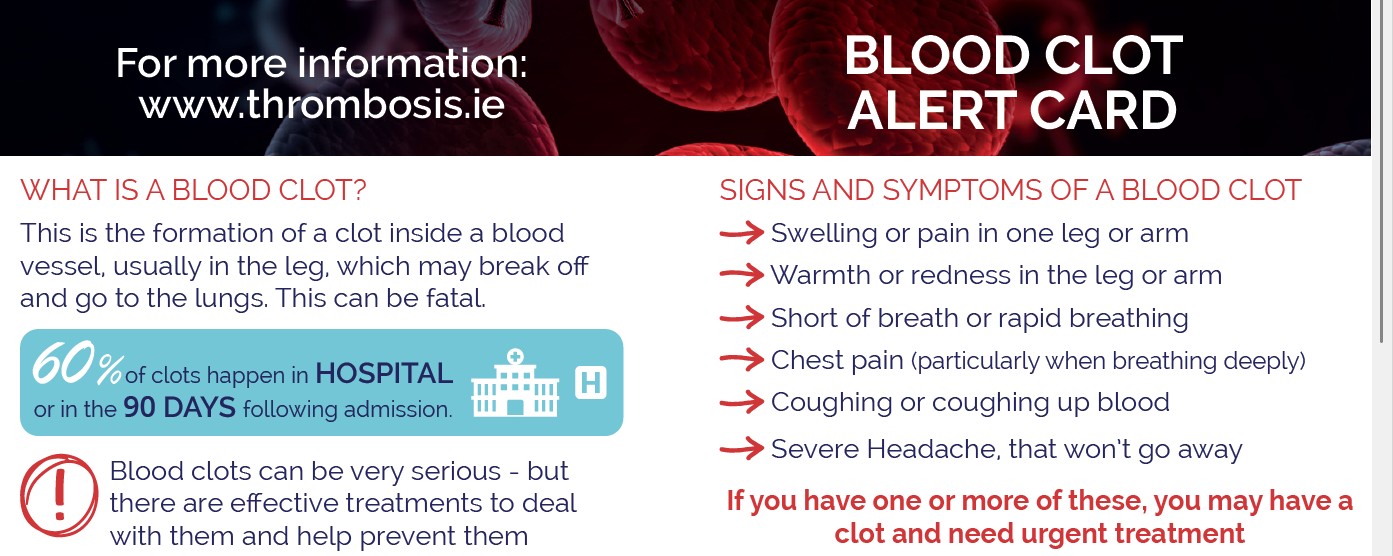 Irish Heart Blood Clot Alert Card - Thrombosis - Irish Heart